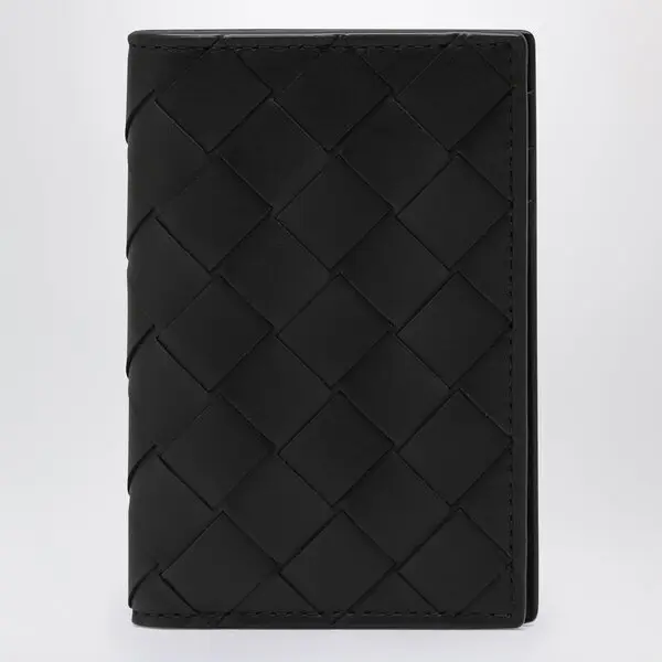 Bottega Veneta Intrecciato Card Holder With Flap - Black
