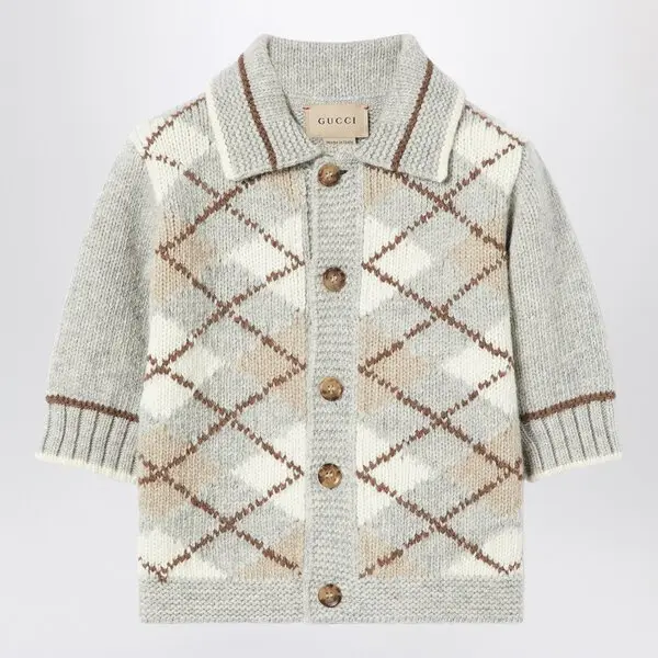 Gucci Wool Cardigan With Argyle Inlay