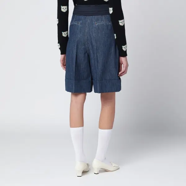 Valentino Garavani Denim Bermuda Shorts With Oversized Bow Detail