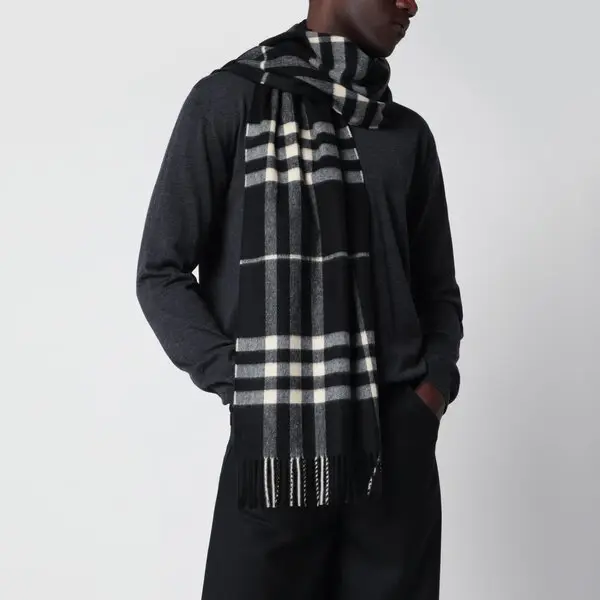 Burberry Check Cashmere Scarf - Black