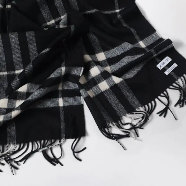 Burberry Check Cashmere Scarf - Black