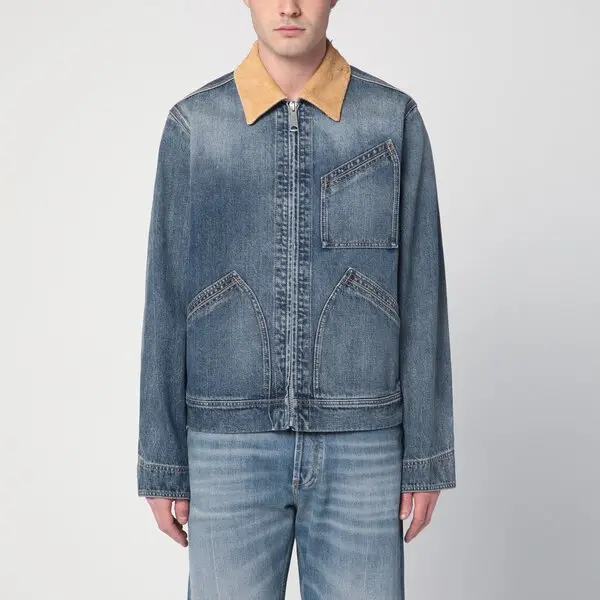 Alexander McQueen Denim Jacket With Suede Collar