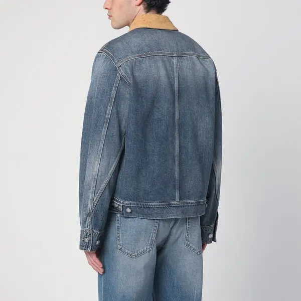 Alexander McQueen Denim Jacket With Suede Collar
