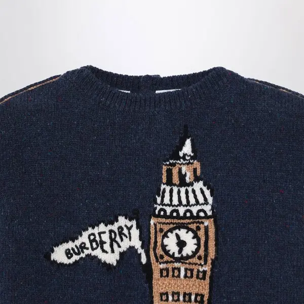 Burberry Wool Big Ben Intarsia Crew Neck Sweater
