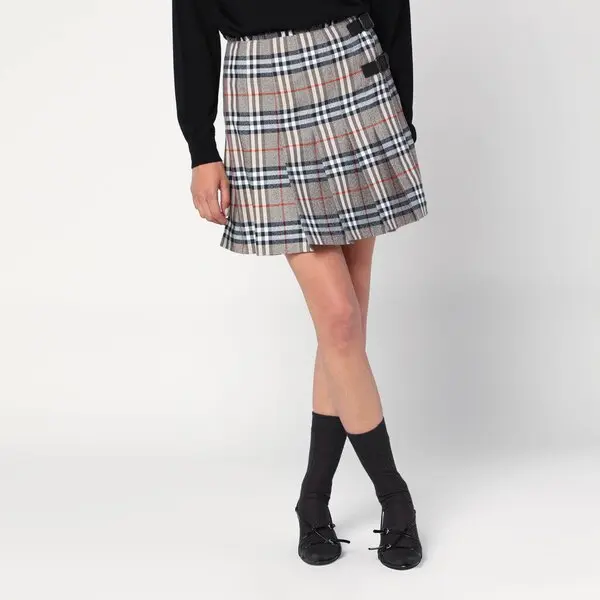 Burberry Wool Kilt Skirt With Check Pattern