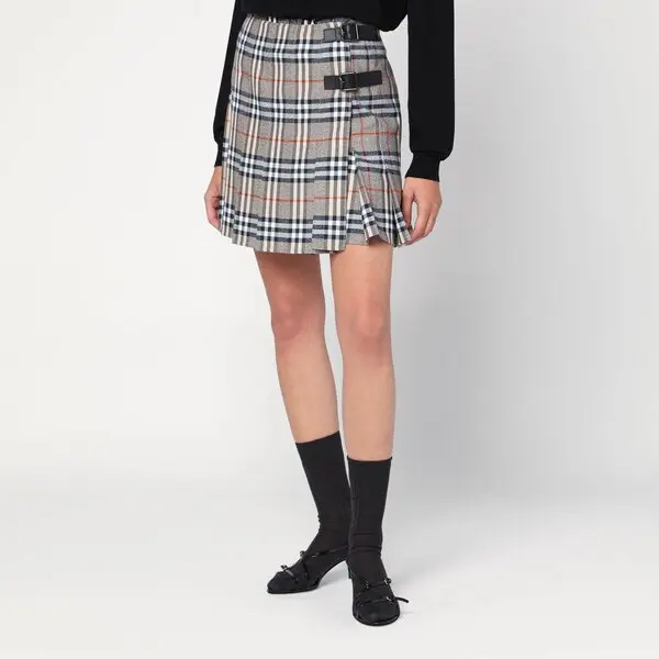 Burberry Wool Kilt Skirt With Check Pattern