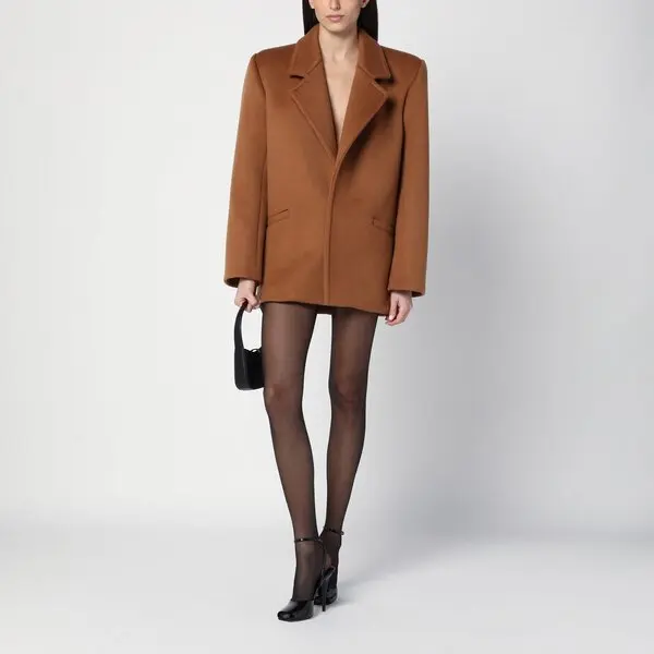 Saint Laurent Camel Wool Short Coat