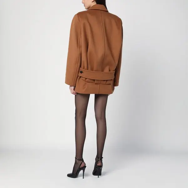 Saint Laurent Camel Wool Short Coat