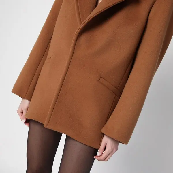 Saint Laurent Camel Wool Short Coat