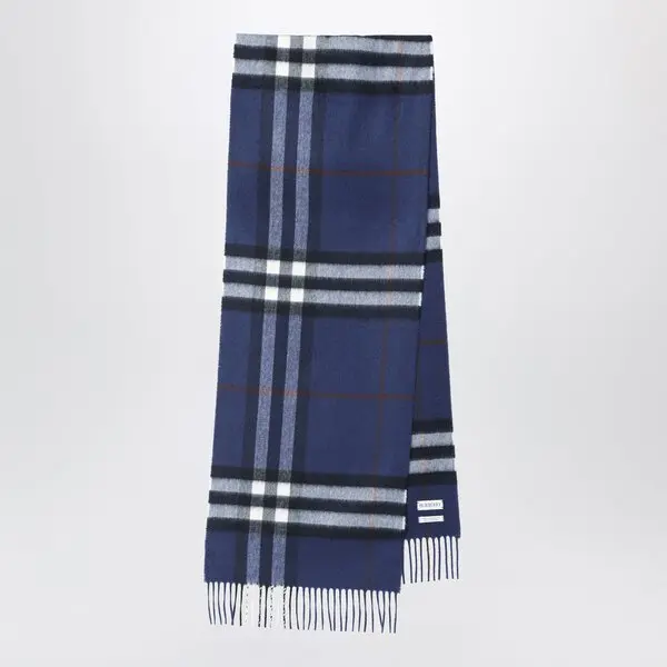 Burberry Cashmere Scarf With A Checked Pattern - Blue