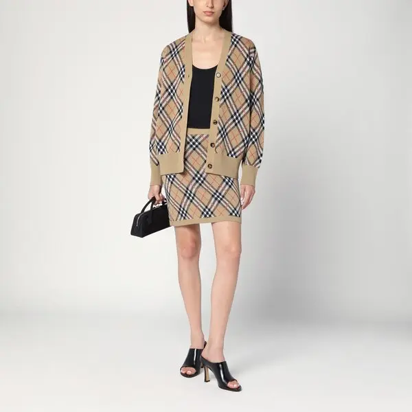 Burberry Wool And Mohair Blend Check Mini Skirt
