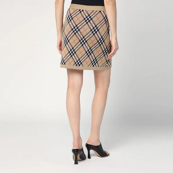 Burberry Wool And Mohair Blend Check Mini Skirt