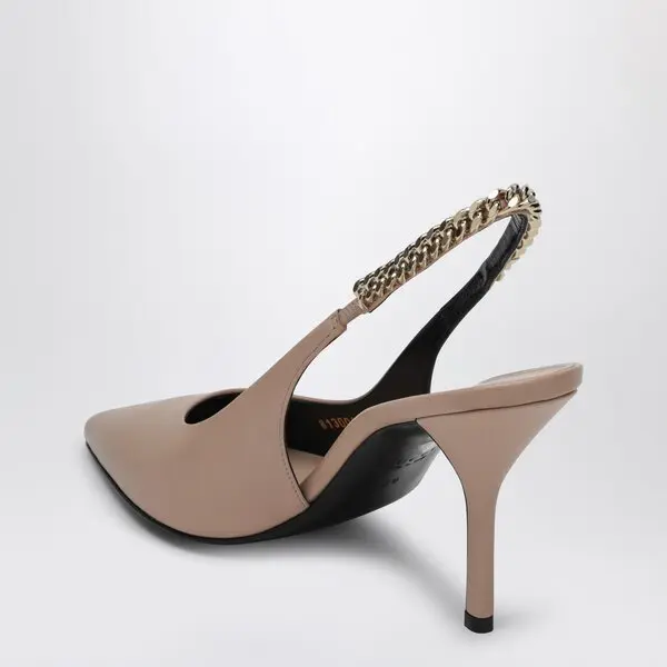 Gucci Slingback Pumps With Logo Chain Detail - Pink