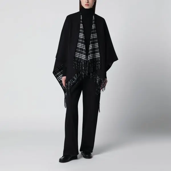 Burberry Reversible Wool Cape With Fringes