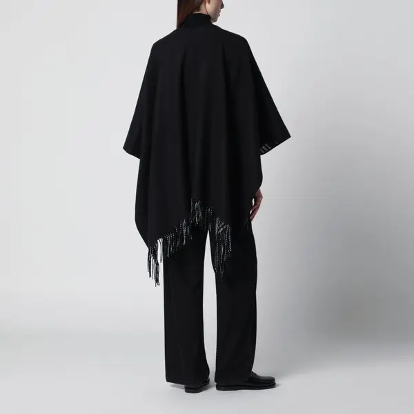 Burberry Reversible Wool Cape With Fringes
