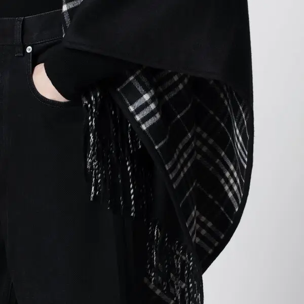 Burberry Reversible Wool Cape With Fringes