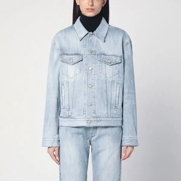 Balenciaga Faded Cotton Denim Jacket - Light Blue