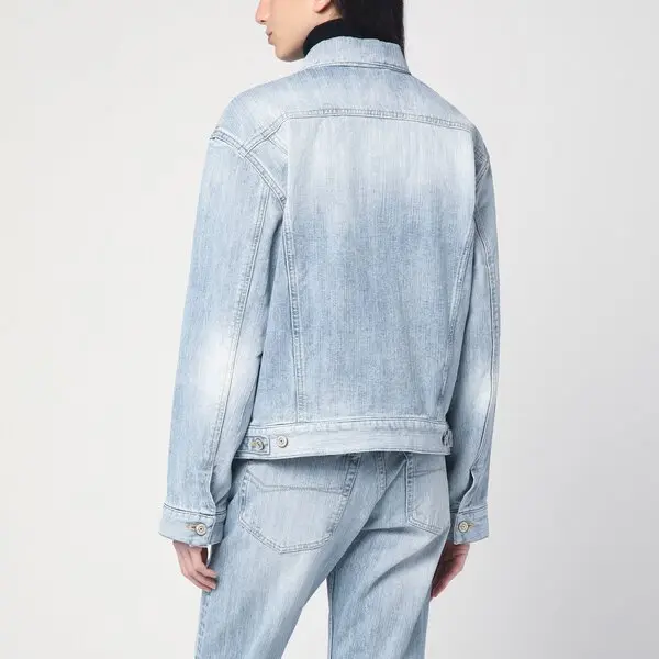 Balenciaga Faded Cotton Denim Jacket - Light Blue