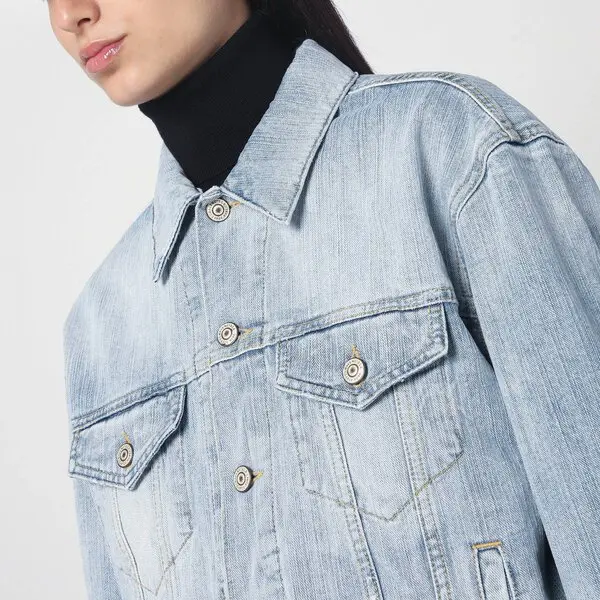 Balenciaga Faded Cotton Denim Jacket - Light Blue