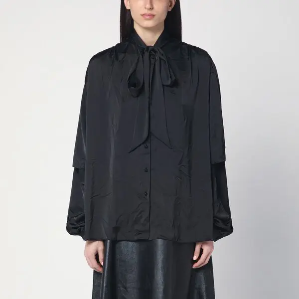 Balenciaga Satin Blouse With Bow Detail