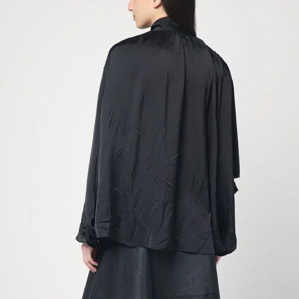 Balenciaga Satin Blouse With Bow Detail