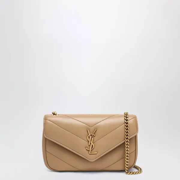 Saint Laurent Loulou Mini Leather Shoulder Bag - Beige