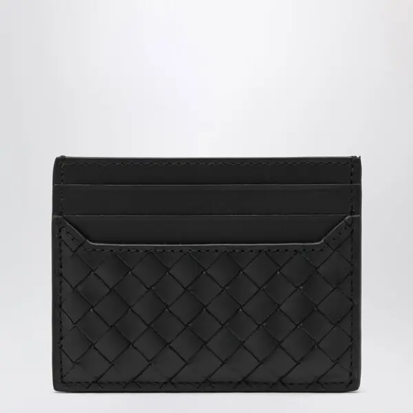 Bottega Veneta Small Intrecciato Card Holder In Calf Leather - Black