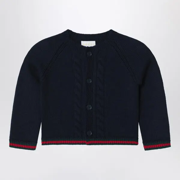 Gucci Wool Cardigan With Web Tape Detail