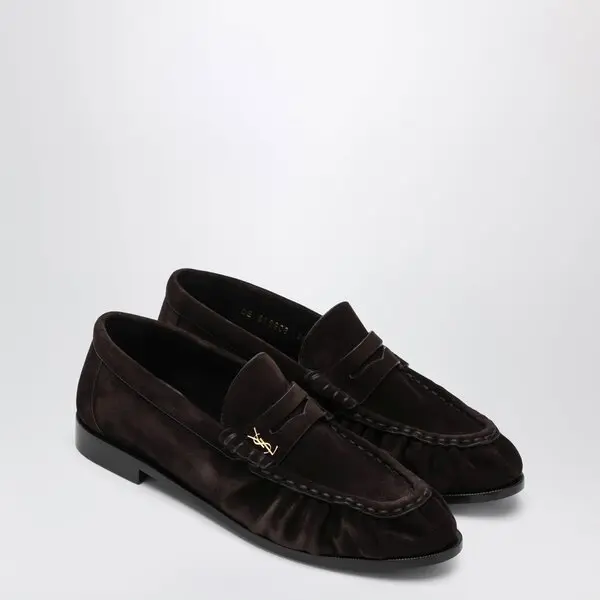Saint Laurent Le Loafer Moccasins In Suede - Brown