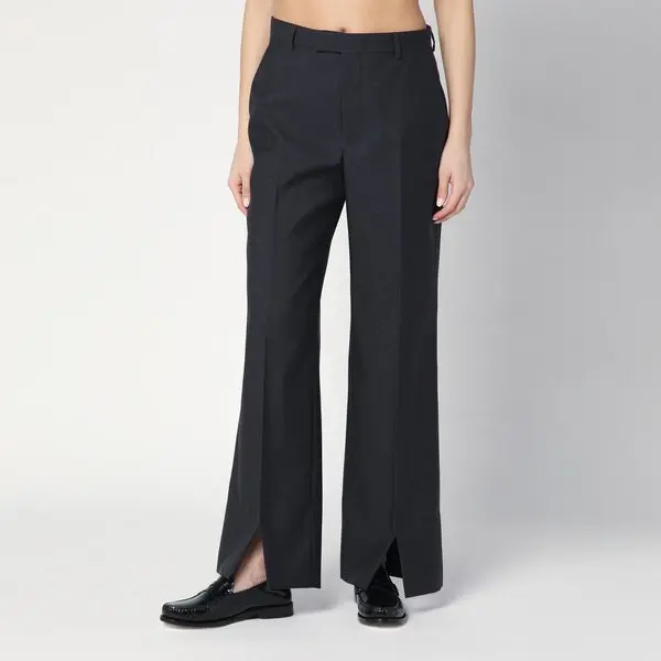Gucci Wool Trousers With Back Logo Embroidery