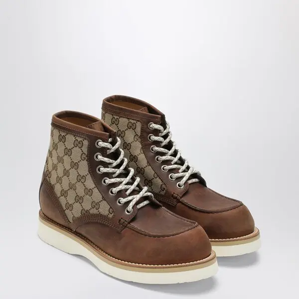 Gucci Laced Ankle Boots With Gg Insert