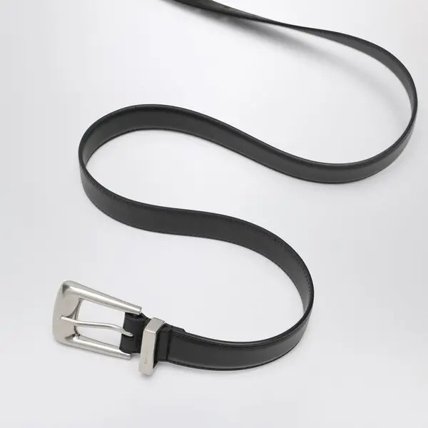 Saint Laurent Smooth Leather Belt With Silver Buckle