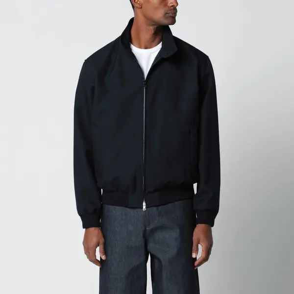 Gucci Wool-blend Twill Zip-up Jacket With Embossed Logo