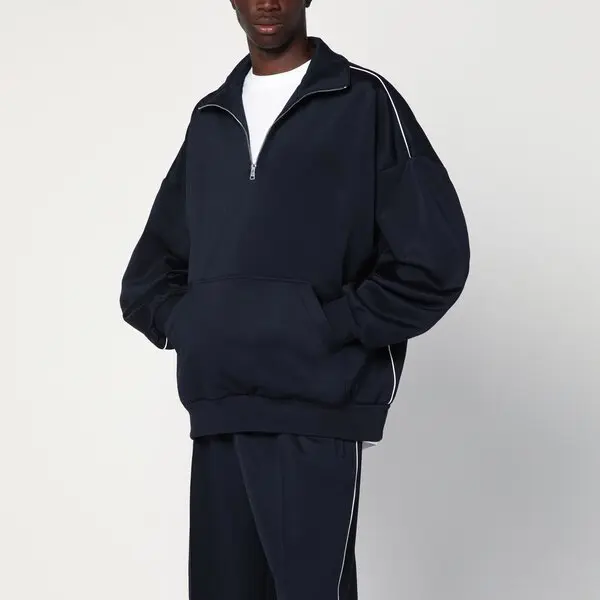 Gucci Navy Technical Jersey Zip Collar Sweatshirt