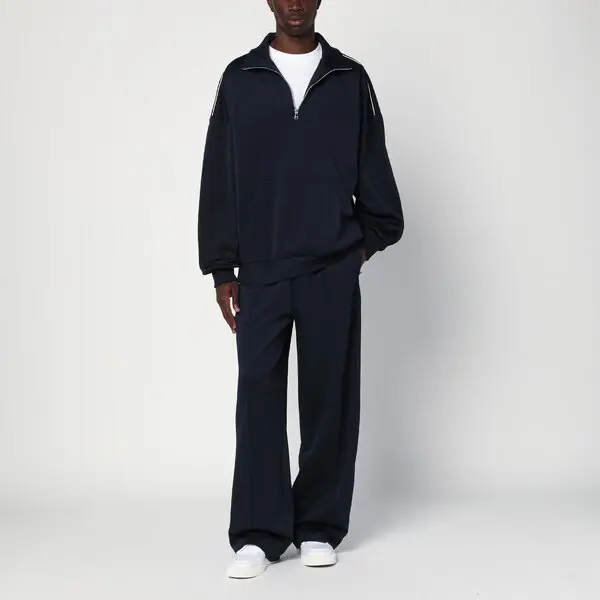 Gucci Navy Technical Jersey Zip Collar Sweatshirt