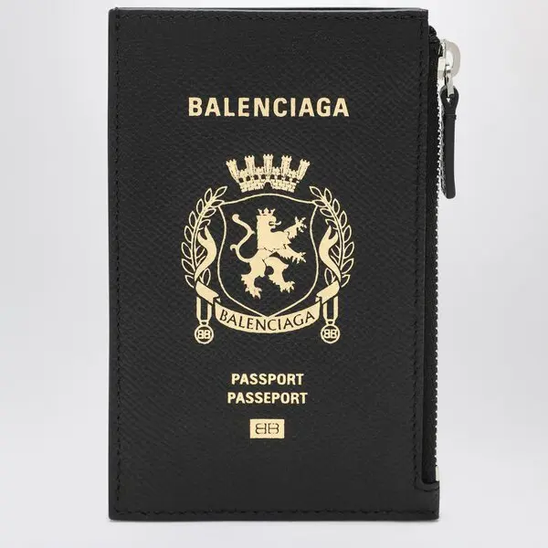 Balenciaga Leather Passport Holder And Wallet - Black
