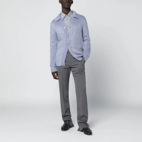 Gucci Grey Wool Satin Trousers