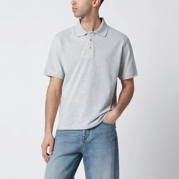 Saint Laurent Cotton Piqué Polo With Cassandre Logo