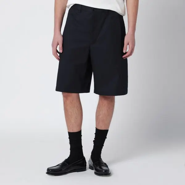 Gucci Ink Cotton Twill Bermuda Shorts With Gg Embroidery