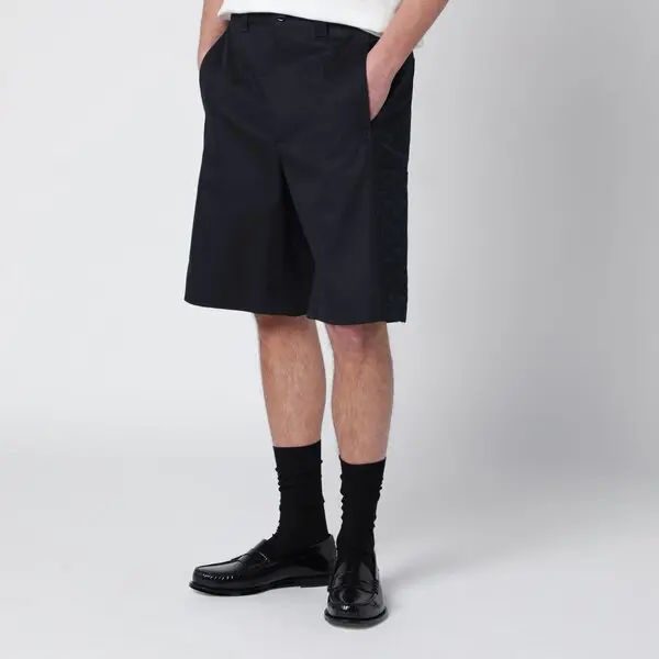Gucci Ink Cotton Twill Bermuda Shorts With Gg Embroidery