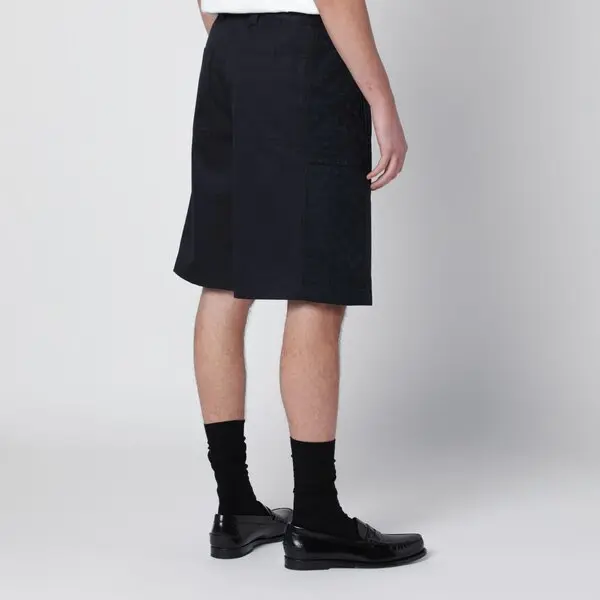 Gucci Ink Cotton Twill Bermuda Shorts With Gg Embroidery