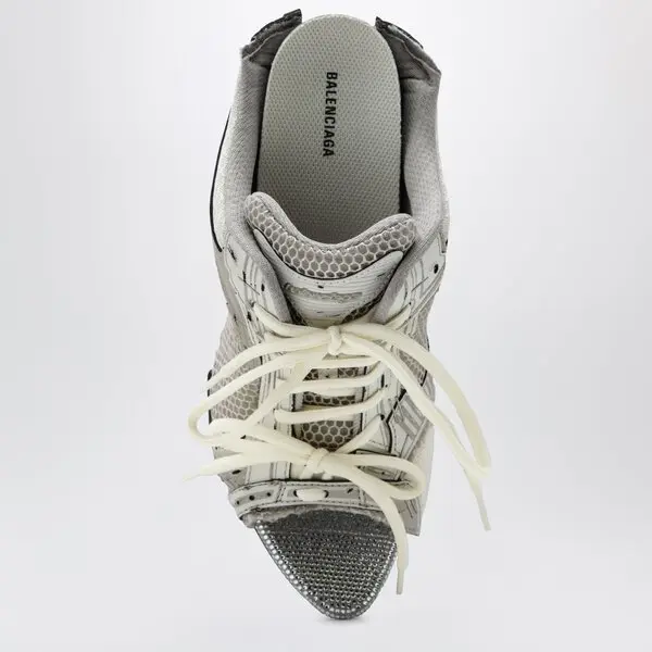 Balenciaga Stapler Heeled Sandals With Distressed Effect - Grey