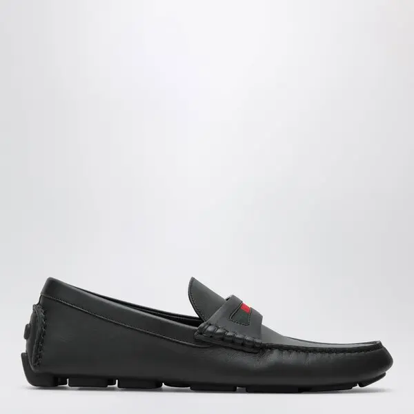 Gucci Leather Driver Loafers With Web Detail
