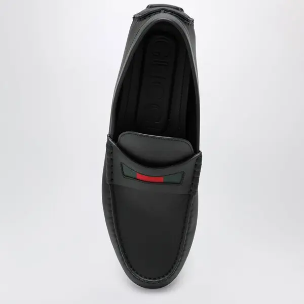 Gucci Leather Driver Loafers With Web Detail