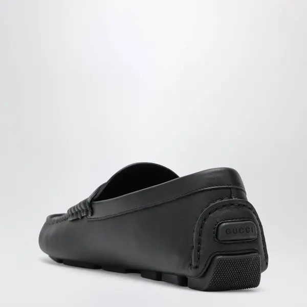 Gucci Leather Driver Loafers With Web Detail