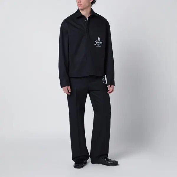 Gucci Cotton Twill Trousers With Logo Print