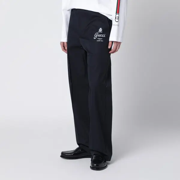 Gucci Cotton Twill Trousers With Logo Print
