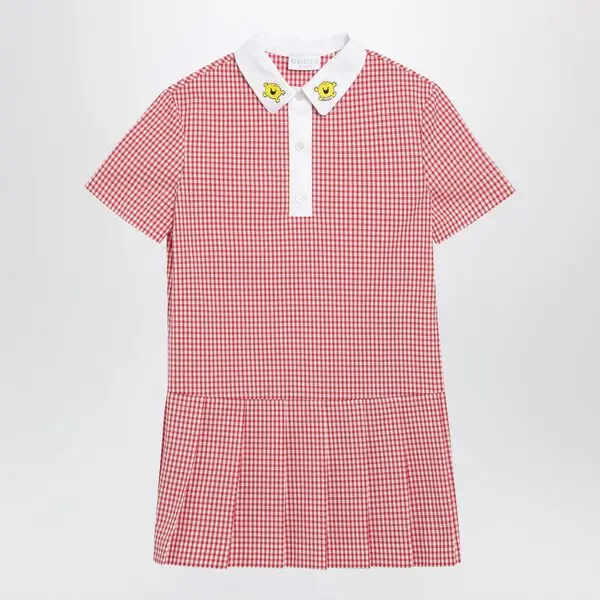 Gucci Check Cotton Mini Dress With Mr. Characters