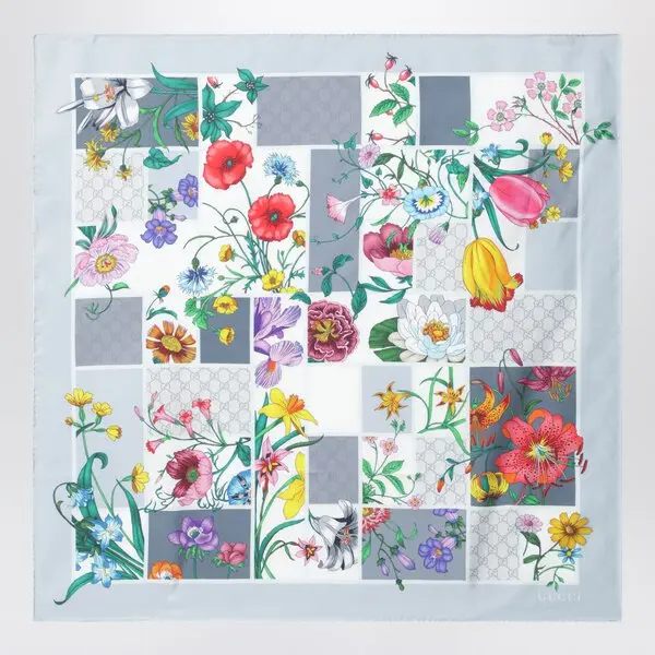 Gucci Silk Twill Scarf With Flora Print