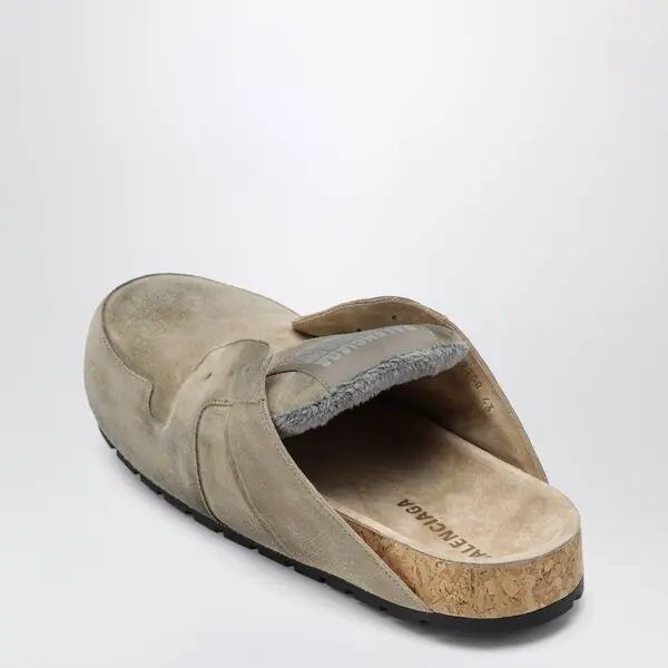 Balenciaga Dumbo Sabot In Distressed Suede Calfskin - Beige